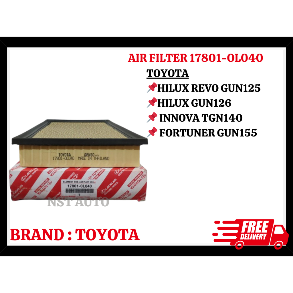 Air Filter (17801-0L040) For Toyota Hliux Revo / Innova / Fortuner ...