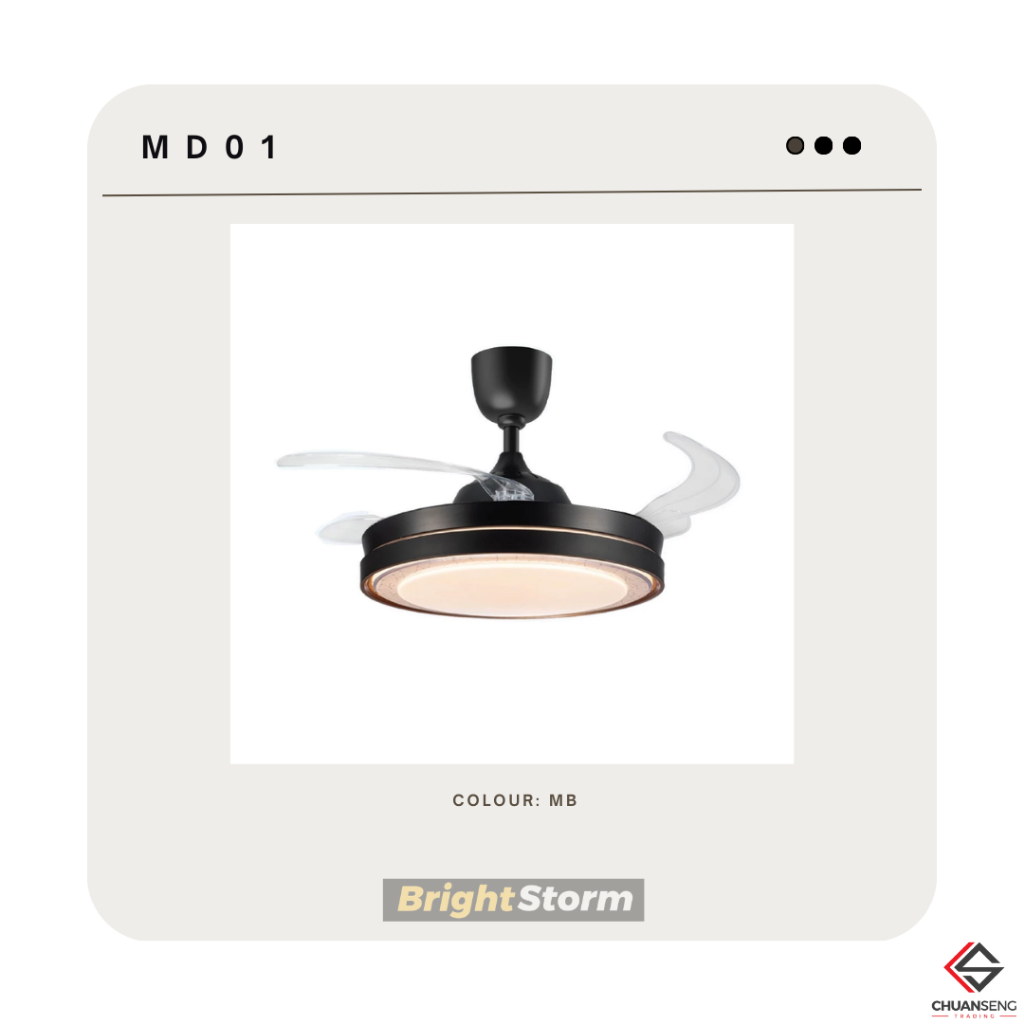 REGAIR MD01 CEILING FAN (42" inches) (4 BLADES) (62W - 3 COLOUR LED ...