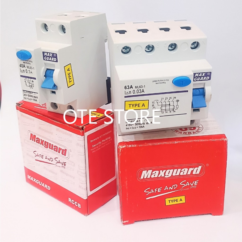 MAXGUARD TYPE A 30mA 100mA ELCB RCCB (2P/4P) (40A/63A) (DETECT AC & DC LEAKING) | Shopee Malaysia