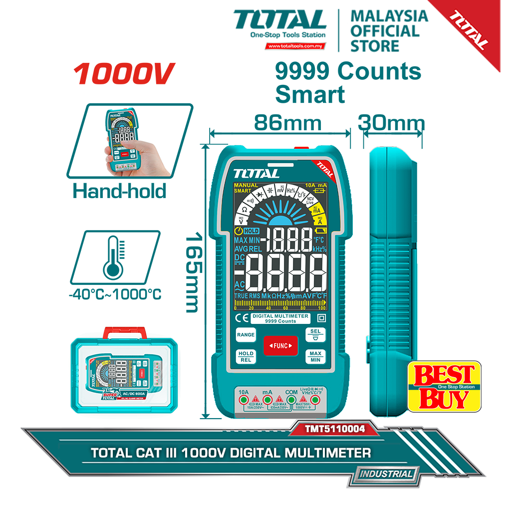 TOTAL CAT III 1000V MULTIMETER WITH SMART AUTO SWITCH AC/DC ...