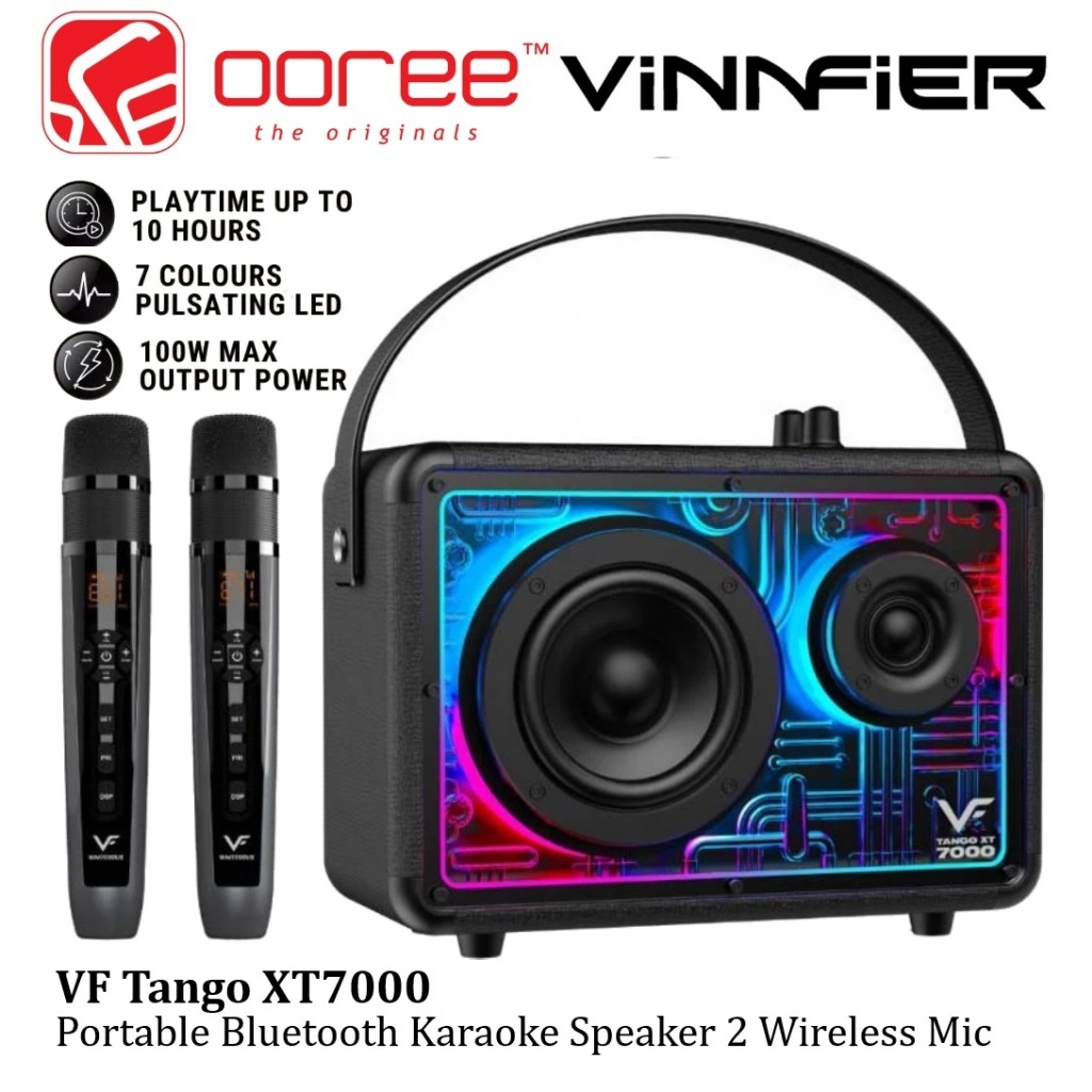 VINNFIER TANGO XT7000 WMU PORTABLE BLUETOOTH KARAOKA SPEAKER WITH MIC / PLAYTIME UP TO 10 HOURS ...