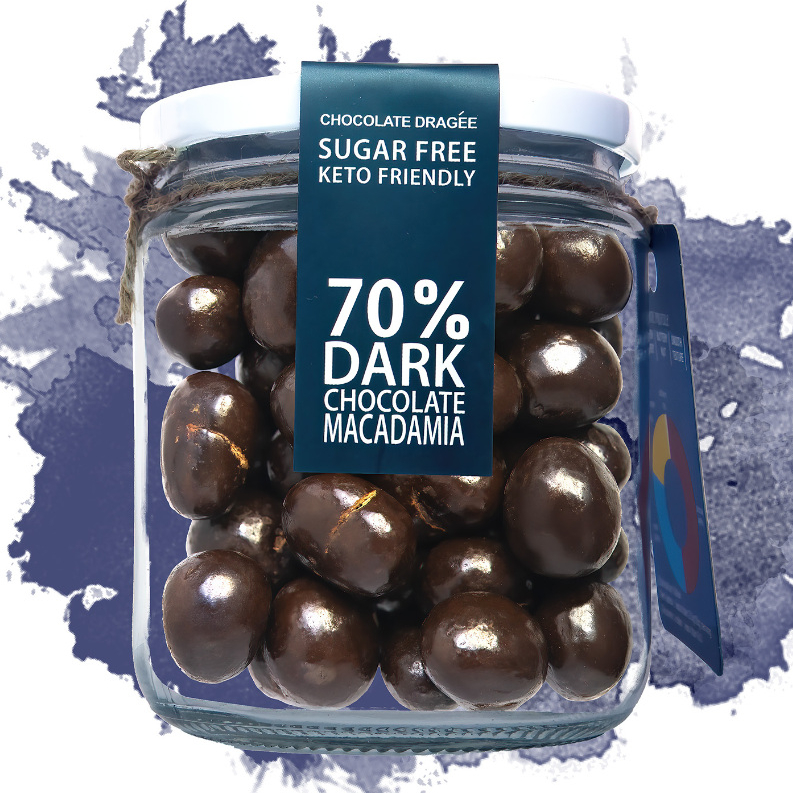 Lemistry 70% Sugar Free Keto Dark Chocolate Macadamia Dragées Cocoa Nut ...
