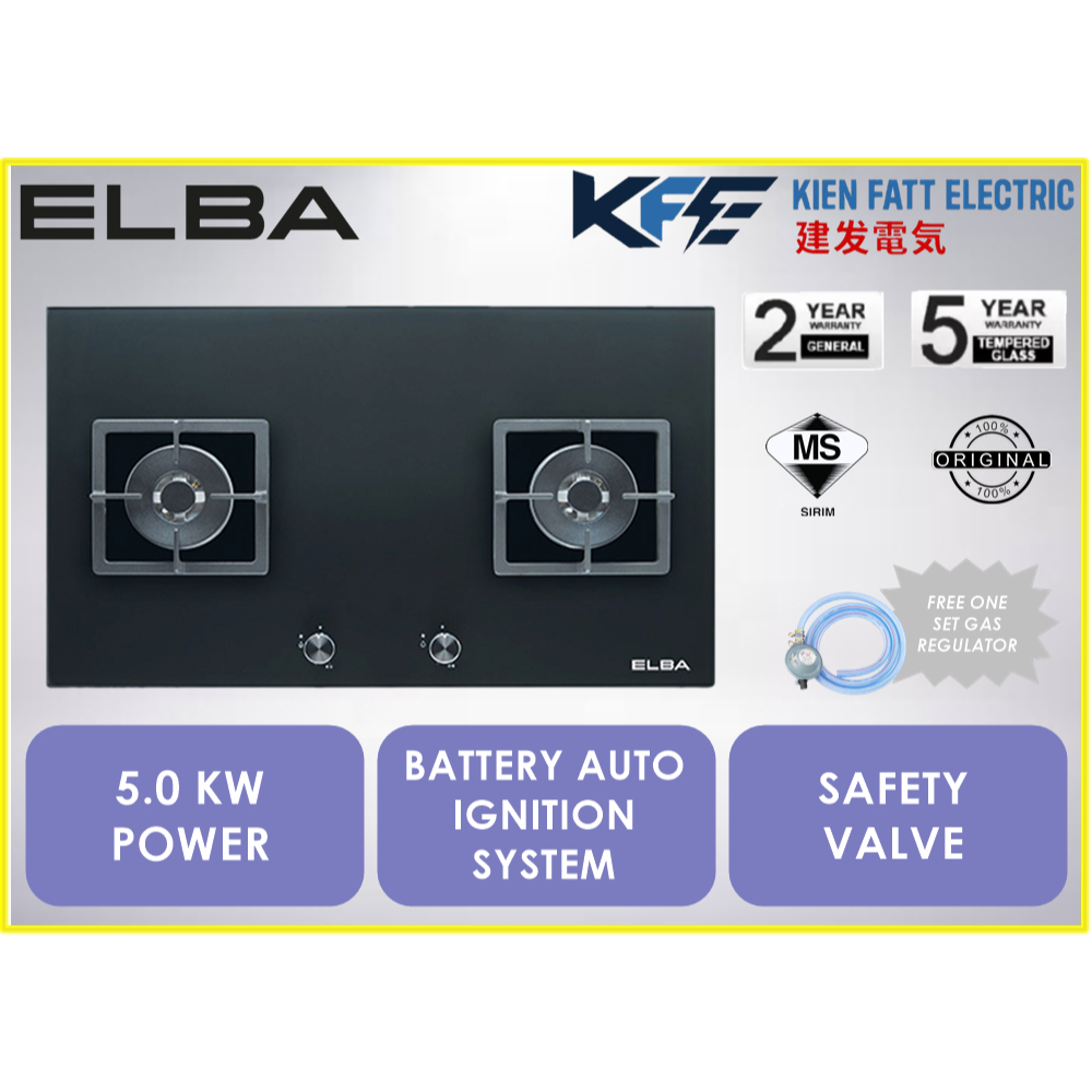 Elba Built In Glass Hob 5.0 KW Power With Safety Valve EGHF9542G(GR ...