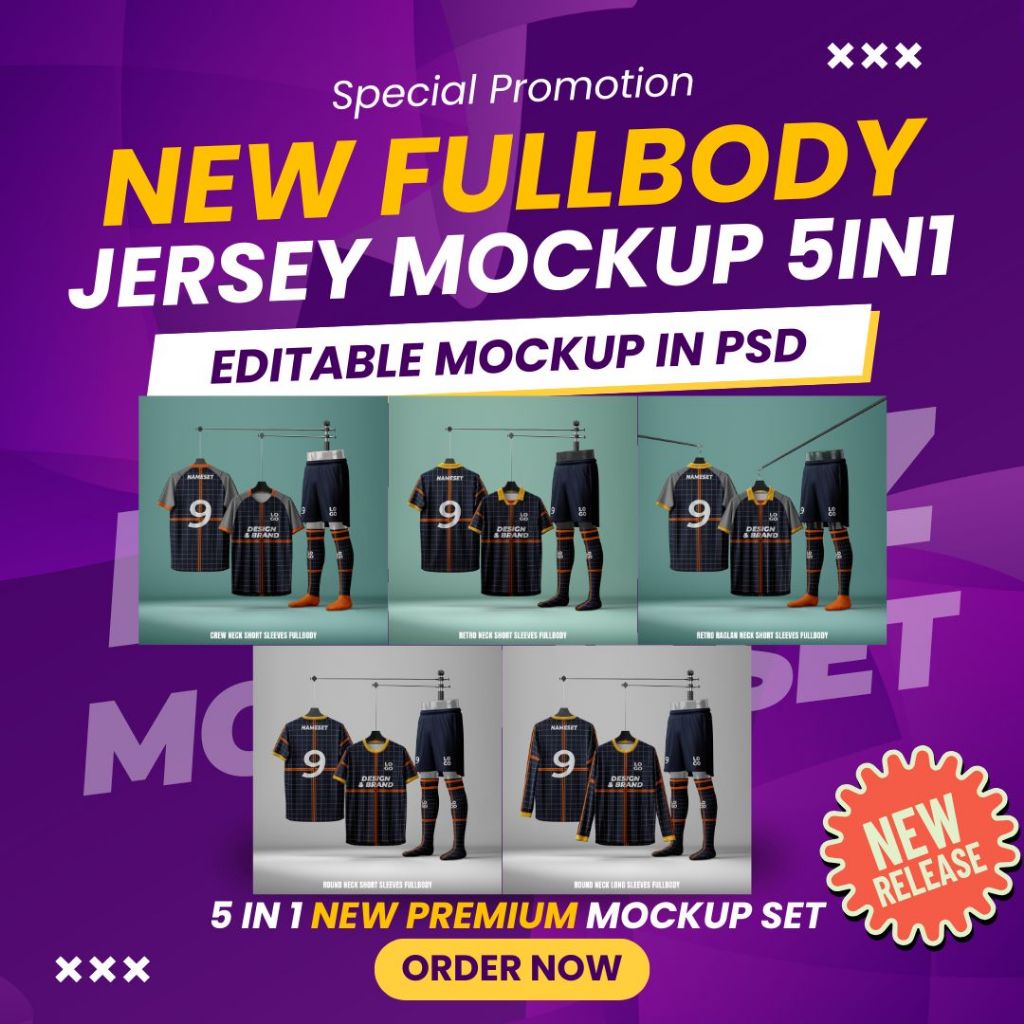 NEW TRENDING MOCKUP 5 in 1 FULL Jersey mockup in PSD files | Tshirt ...