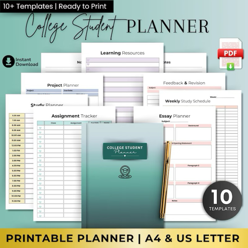 Student Planner - Printable Student Planner, College Planner, Academic ...