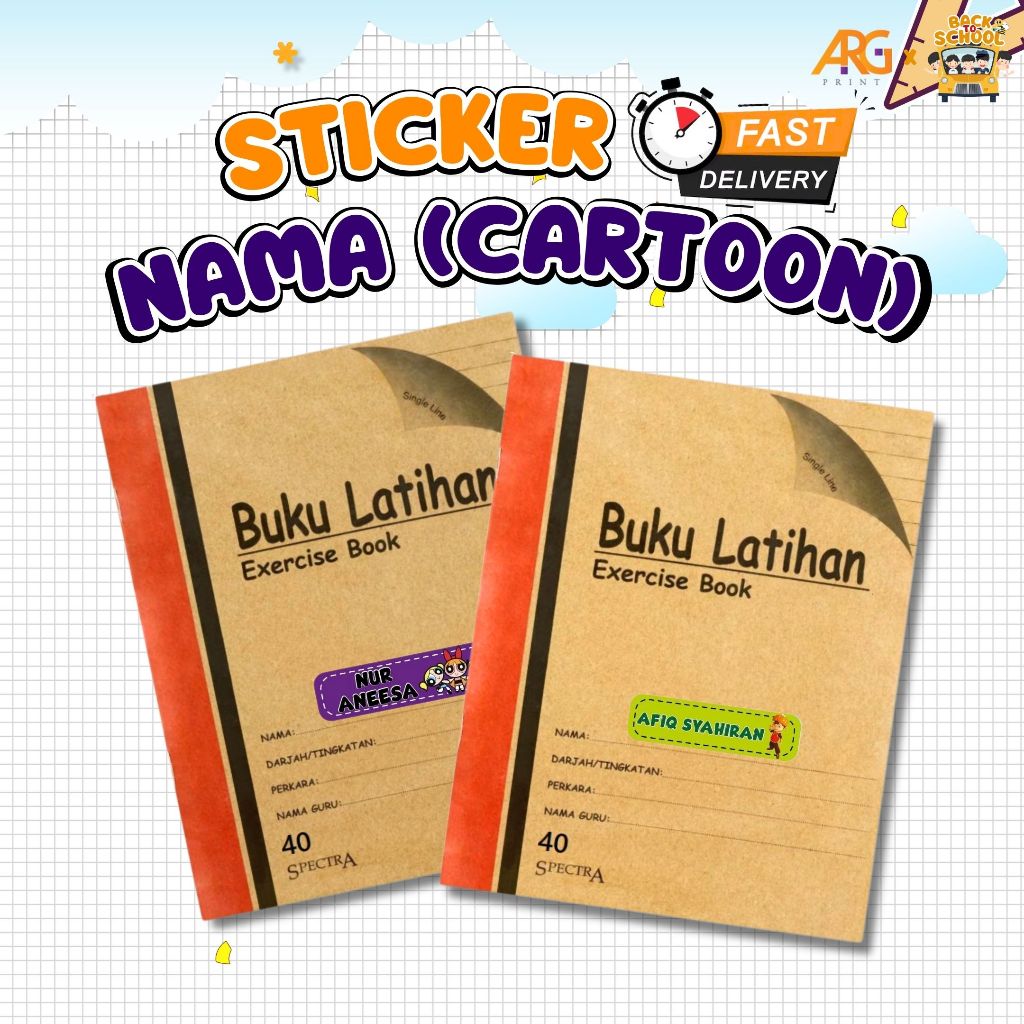 Sticker Nama Murid Design Kartun (Cartoon) | Shopee Malaysia