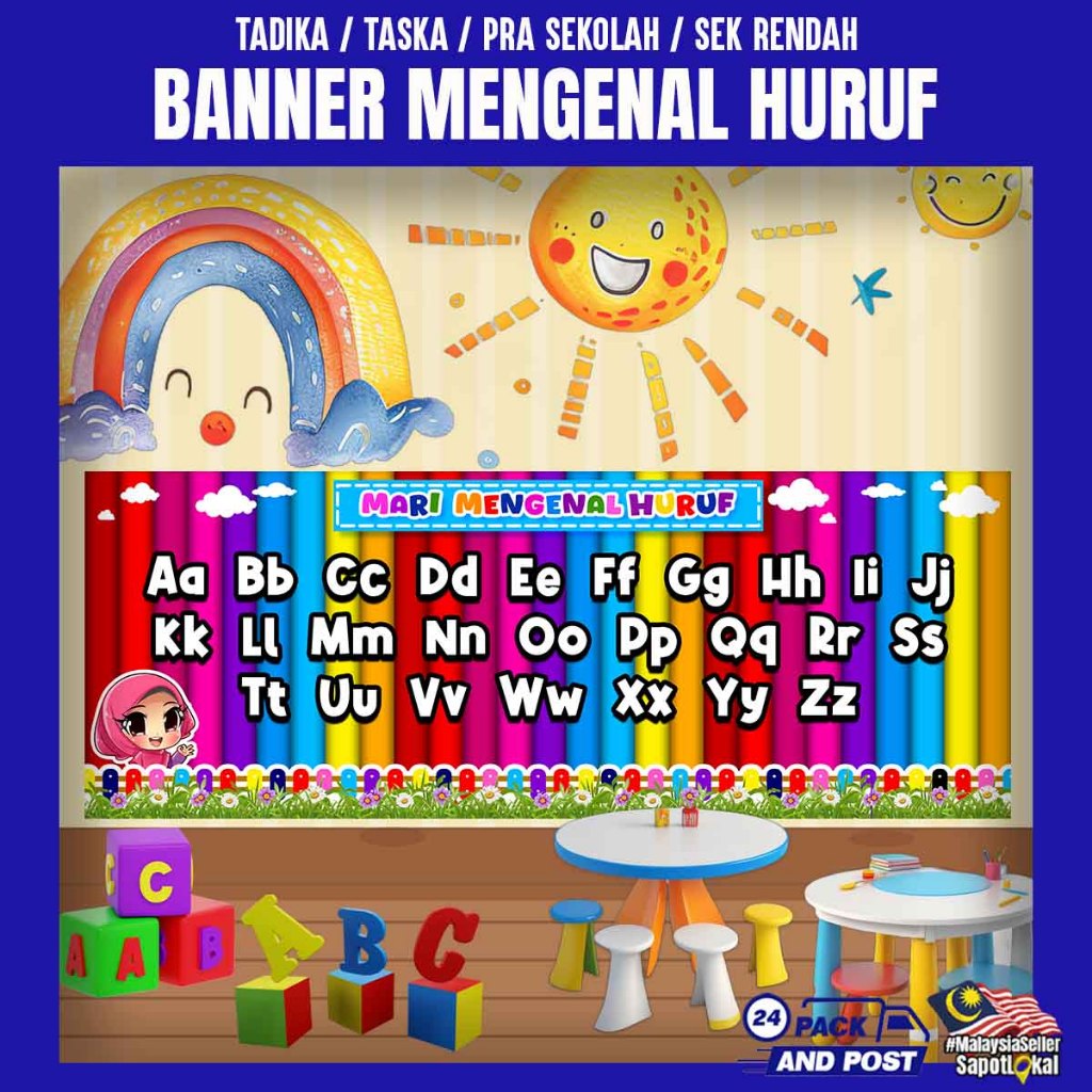 Banner MARI MENGENAL HURUF ABC / Tadika, Taska, PraSekolah, Sekolah ...