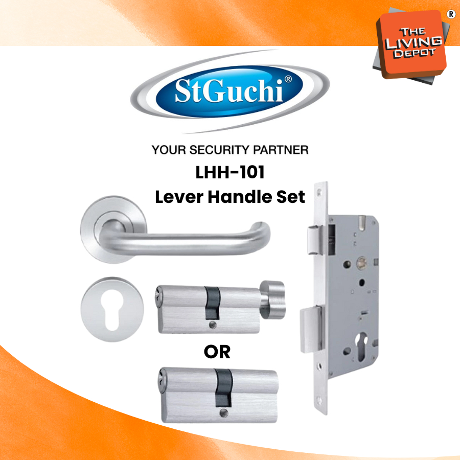 St Guchi SGLHR-101 Hollow Lever Handle, Mortise Lock & Cylinder ...