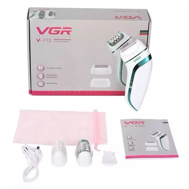 VGR V713 Rechargeable Lady Epilator Hair Removal Tool Facial Body ...