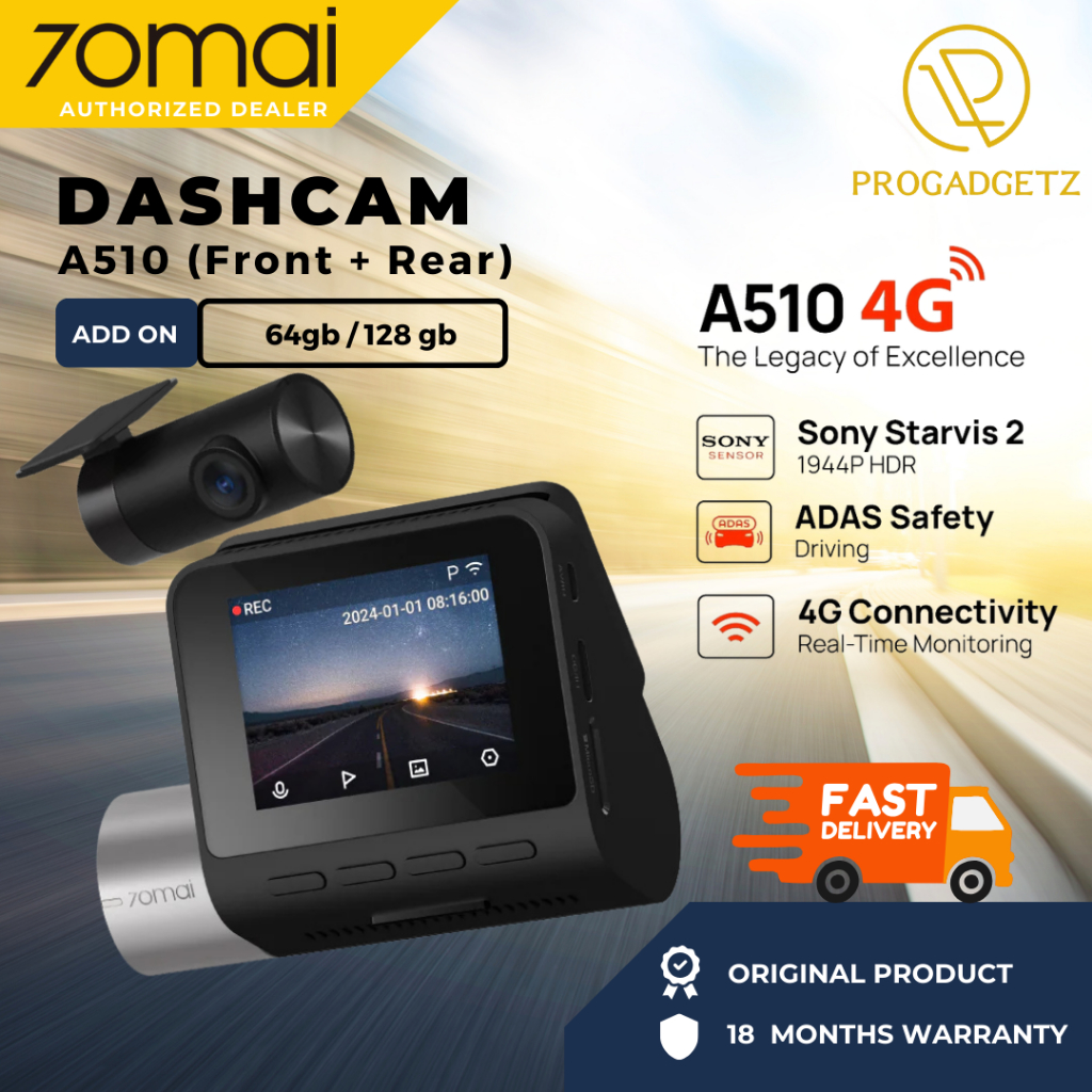 70mai A510 Dash Cam Dual Vision Car Recorder with GPS ADAS | Shopee Malaysia