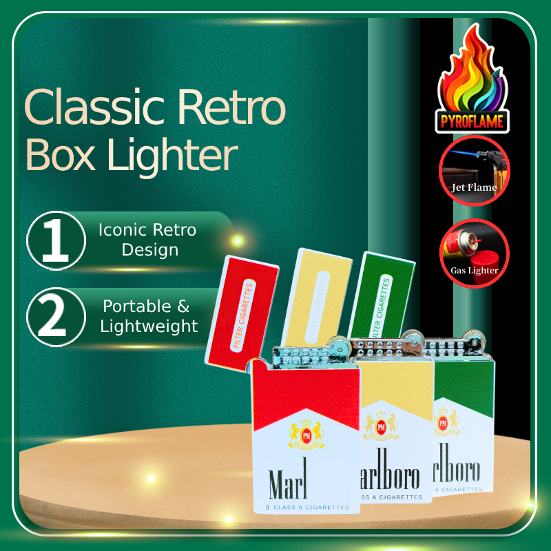 PyroFlame Classic Retro Box Lighter | Portable Gas Lighter | Iconic ...