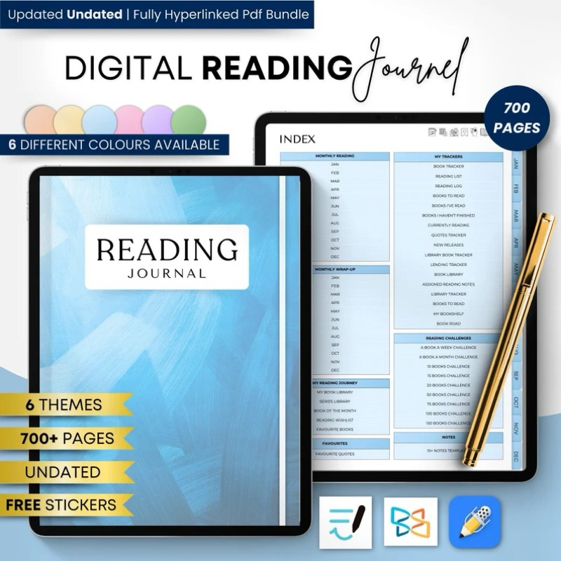 Digital Reading Journal – Book Review & Library Tracker for GoodNotes ...