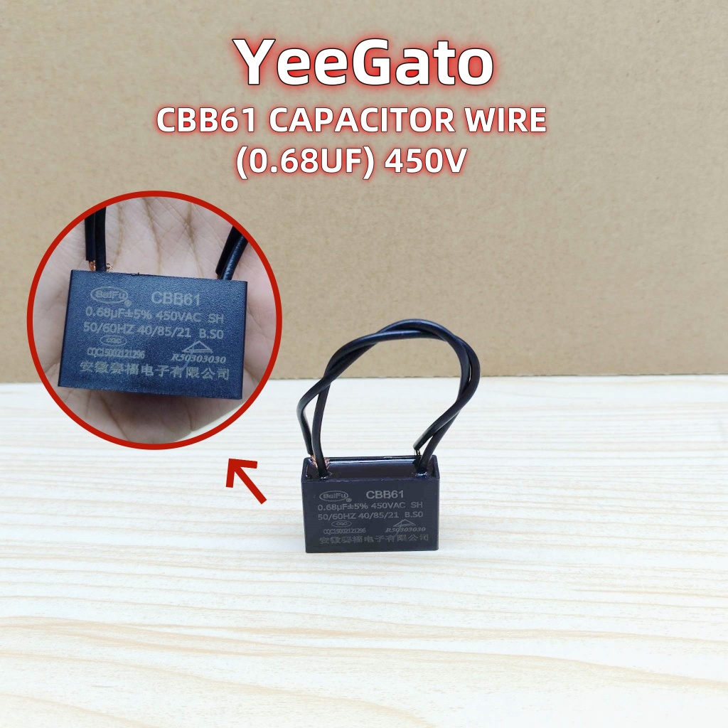 [0.68UF] (CBB61) CAPACITOR WIRE 450V MOTOR STARTING PCB FAN AIRCOND ...