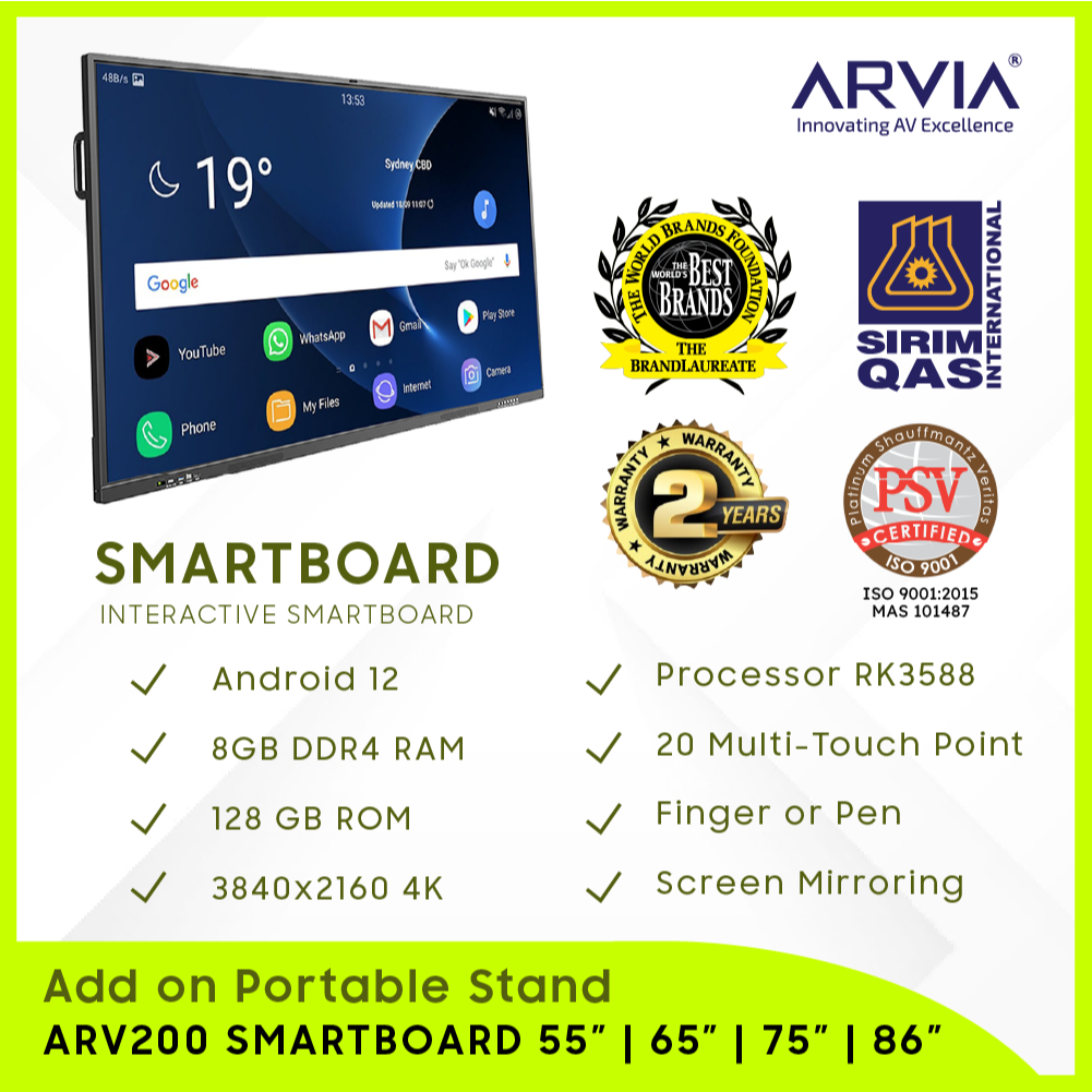 Arvia Smartboard Android ARV200 (Without stand) | Shopee Malaysia