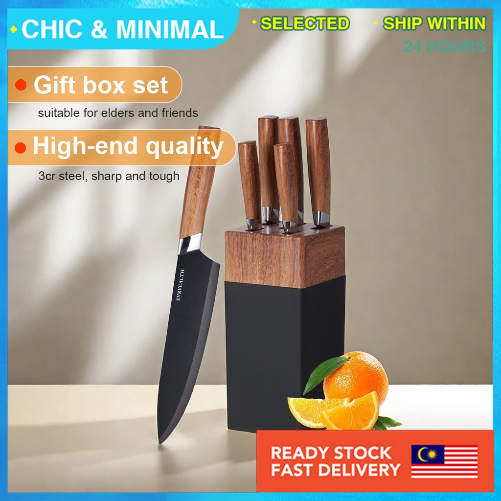 6-piece set pisau Sharp Blade Knife Set Imitation Wood Grain Handle ...