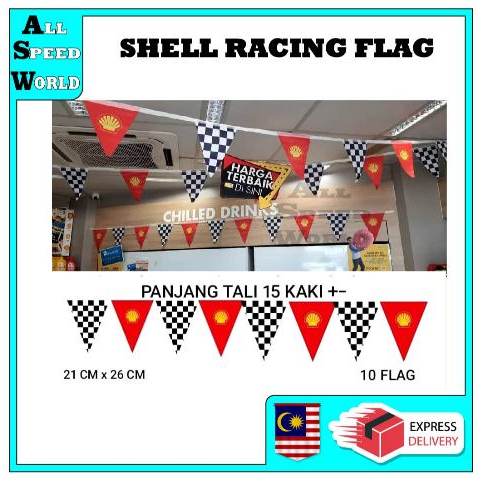BENDERA SHELL 3 SEGI / FLAG PVC SHELL TRIANGLE FLAG/ MOTOR SPOT/ SHELL ...