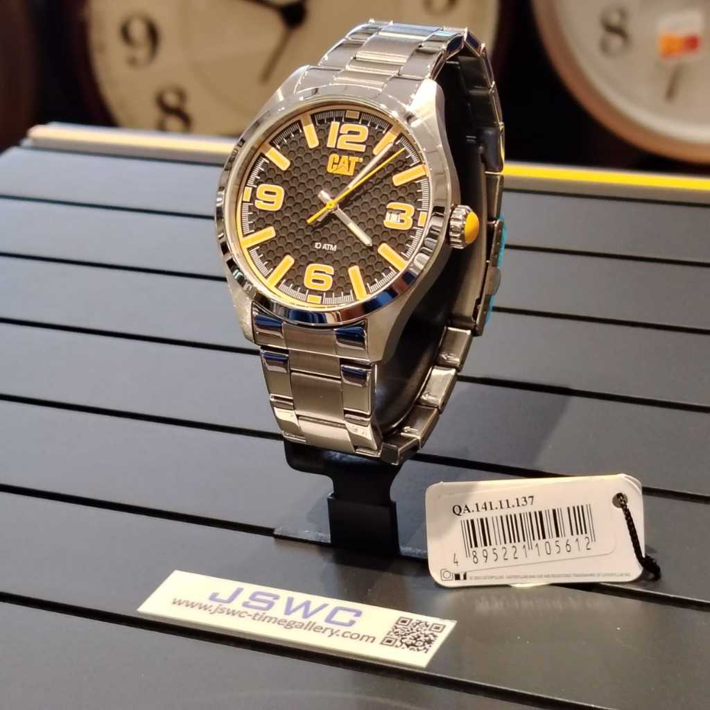 [FREE CAP & PAPER BAG] [Original] CATERPILLAR H-DIAL BLACK YELLOW AP.141.11.137 ANALOG MEN WATCH ...