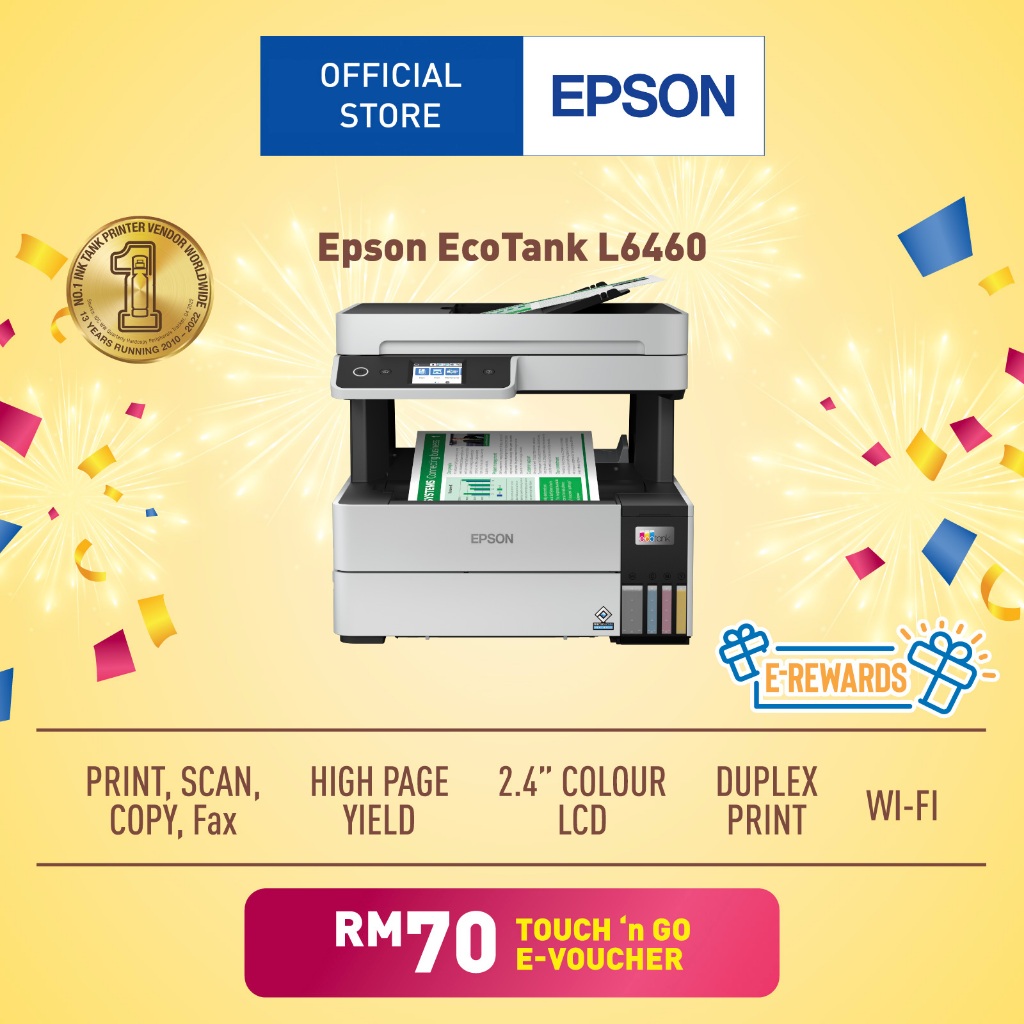 [REDEEM TNG RM70] Epson EcoTank L6460 A4 Ink Tank Duplex Wireless Ink ...