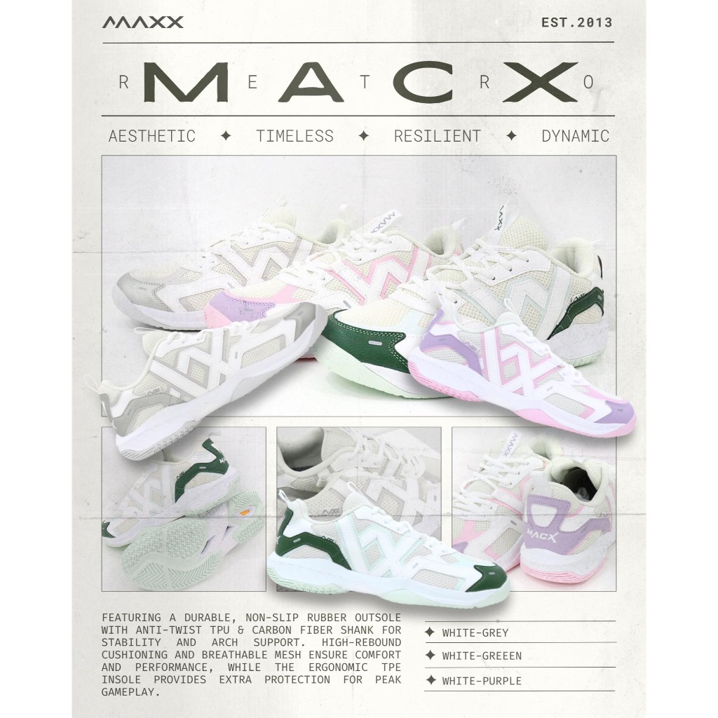 MAXX MACX PROFESSIONAL Retro-Style Badminton & PickleBall Shoes (Free 1 ...