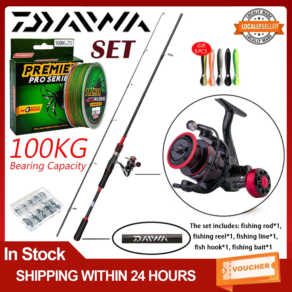 DAIWA Fishing Full Set Portable Baitcasting Rod Joran Pancing Carbon ...