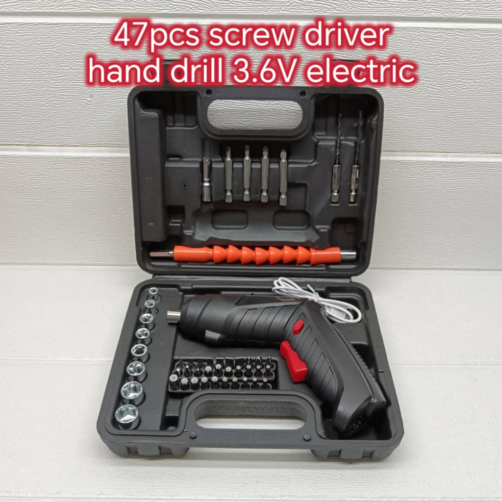 47PCS screw driver hand drill 3.6V cordless electric rechargeable ...