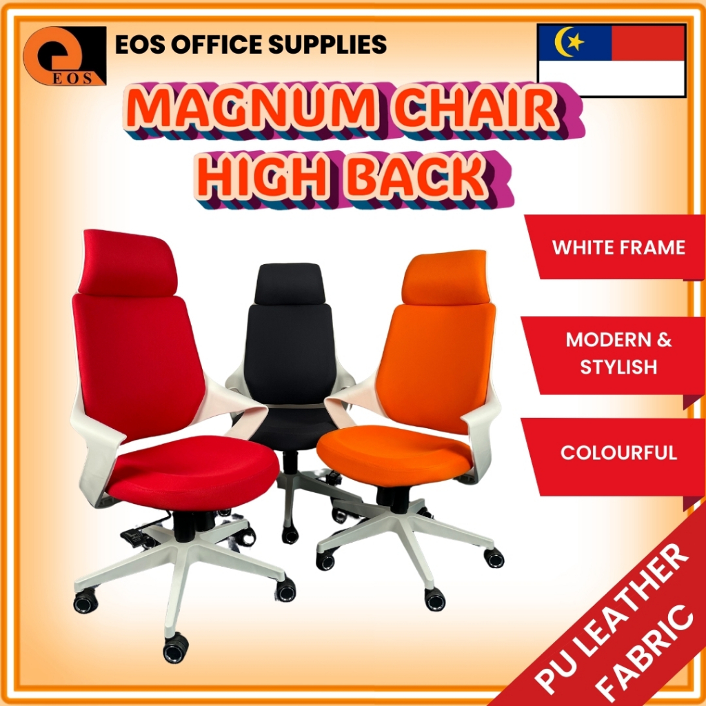 EOS Magnum White Frame High Back Office Chair Student Chair Modern ...
