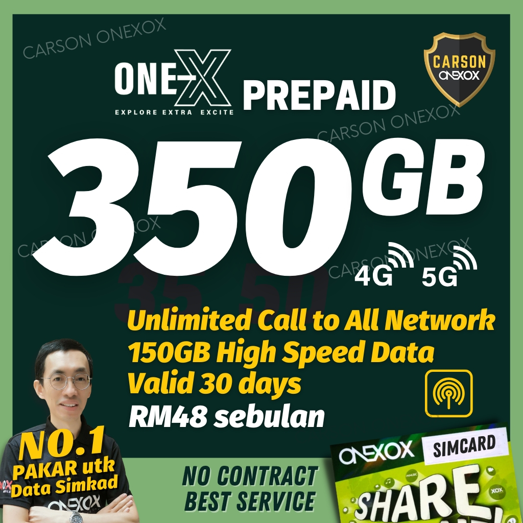 350GB ONEXOX 4G/5G Prepaid High Speed Simcard, Hotspot Simkad for Modem ...