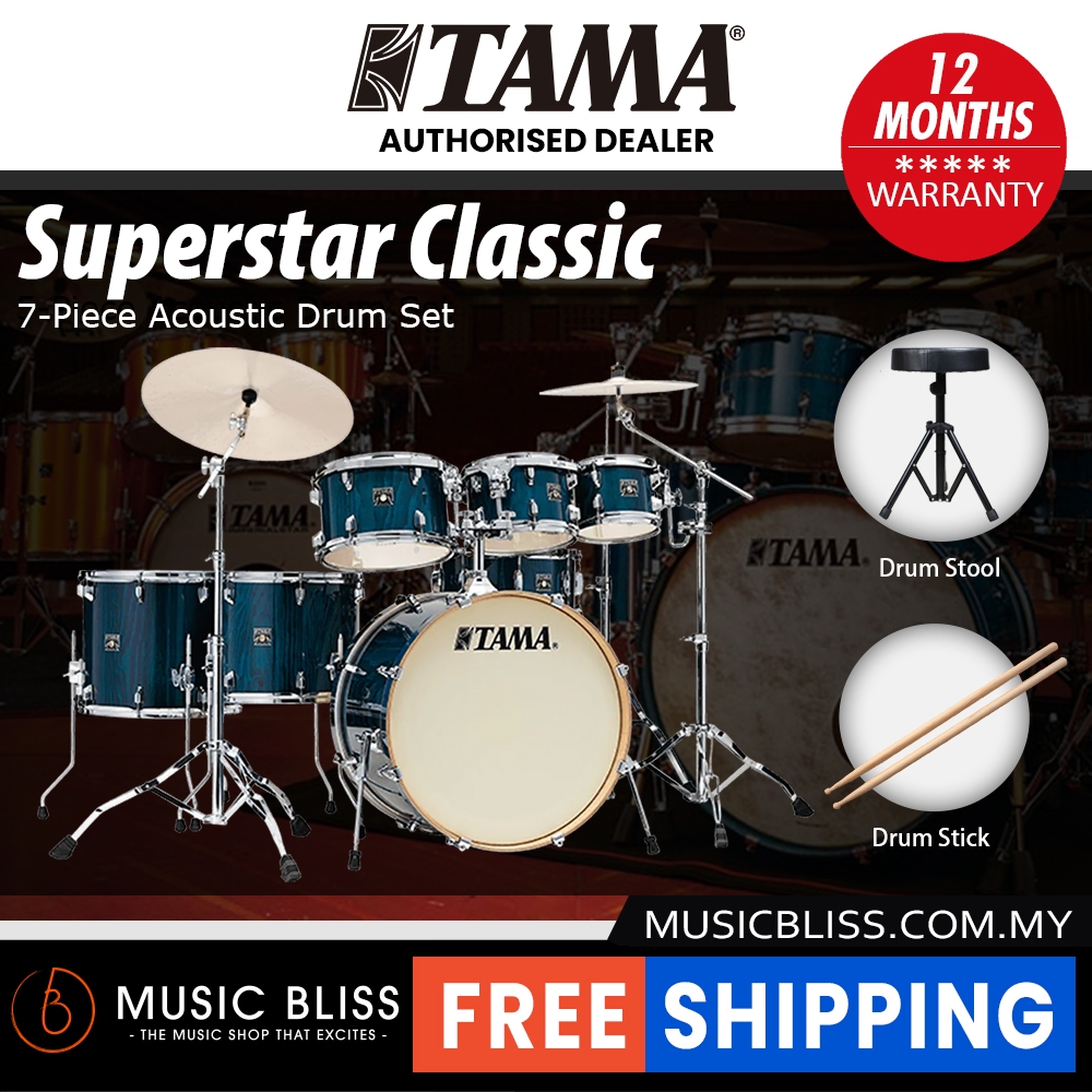 Tama Superstar Classic 7-Piece Drum Set with Hardware - Gloss Sapphire ...