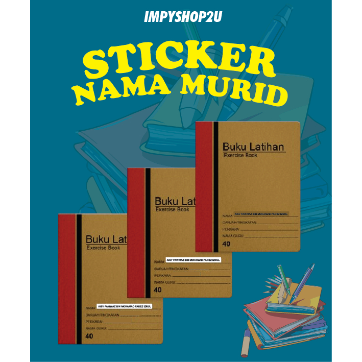 Sticker Nama Murid Sekolah Label | Buku Botol Pensel | Kalis Air | Alat ...