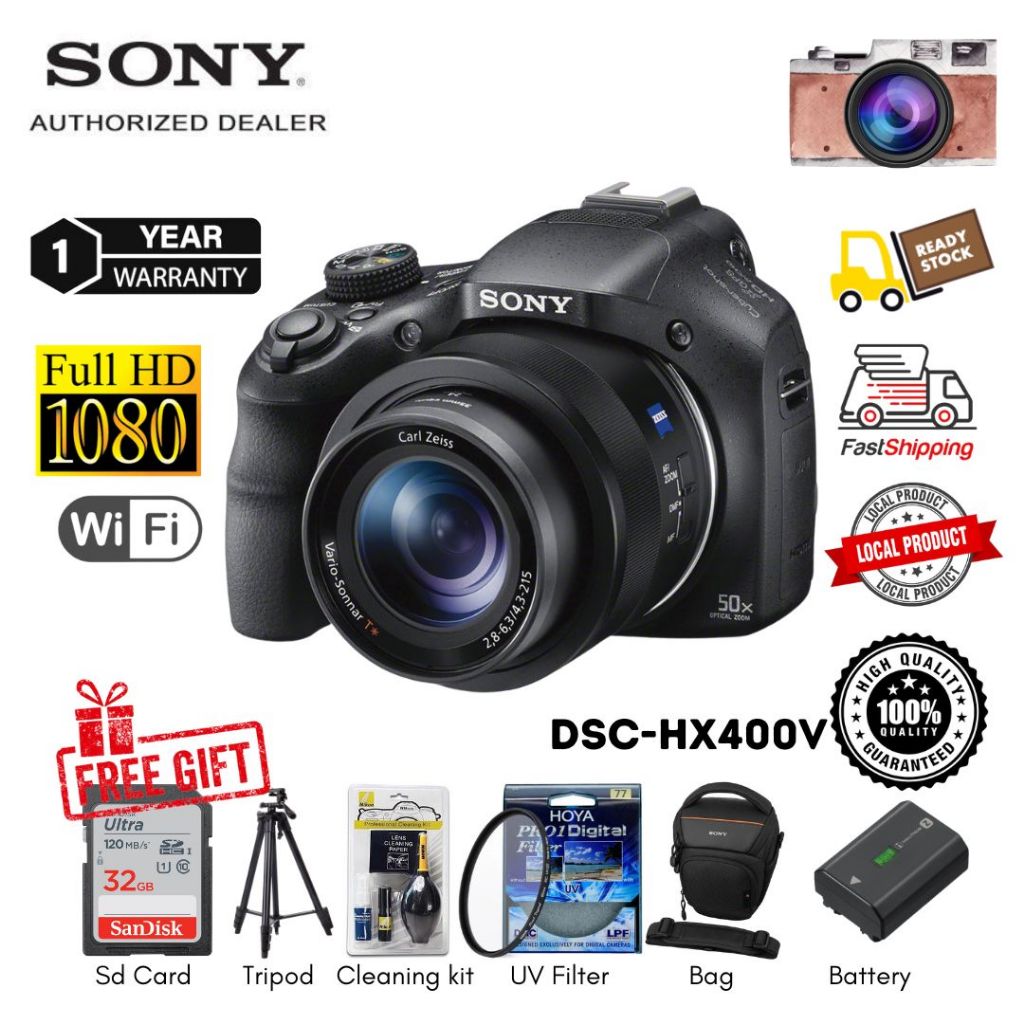 Sony Cyber-shot DSC-HX400V Digital Camera 50x Optical Zoom Carl Zeiss ...