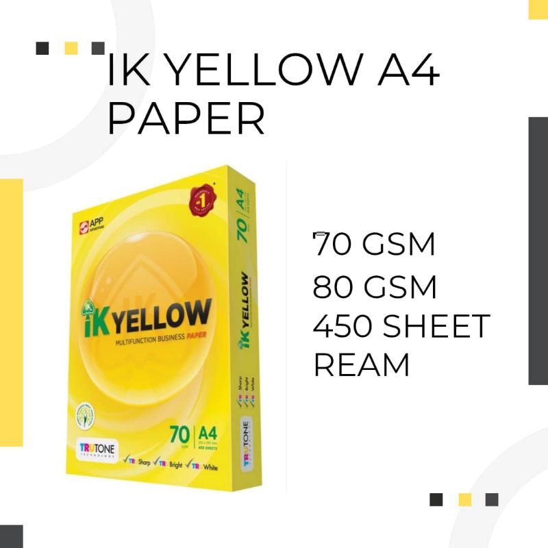 IK Yellow A4 Paper 70gsm & 80gsm 450 Sheet (10 Ream/Box) | Shopee Malaysia