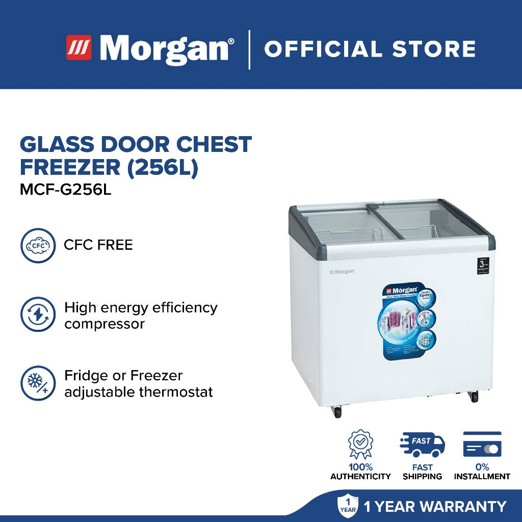 Morgan MCF-G256L Glass Door Chest Freezer/Refrigerator/Fridge/Peti ...