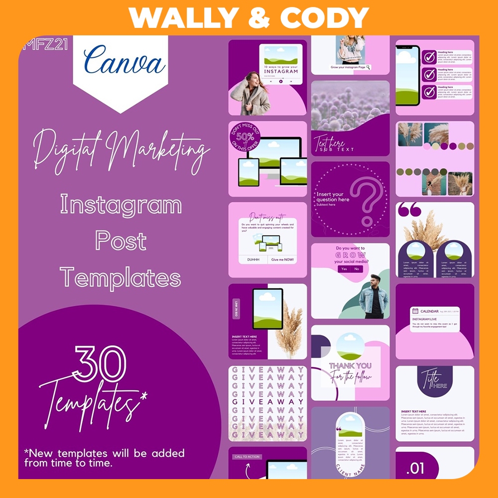 [𝐈𝐍𝐒𝐓𝐀𝐍𝐓] Canva - 30 Purple Theme Printable Template (A4 size) for ...