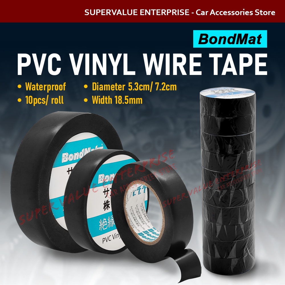 5.3cm/7.2cm BondMat PVC Wire Tape Wayar Tape Electrical Tape (10pcs ...