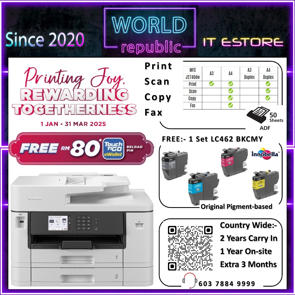 Brother MFC-J2740DW A3 Print A4 Scan Copy Colour Inkjet AIO Printer Wifi Duplex ADF MFC-J2730DW ...