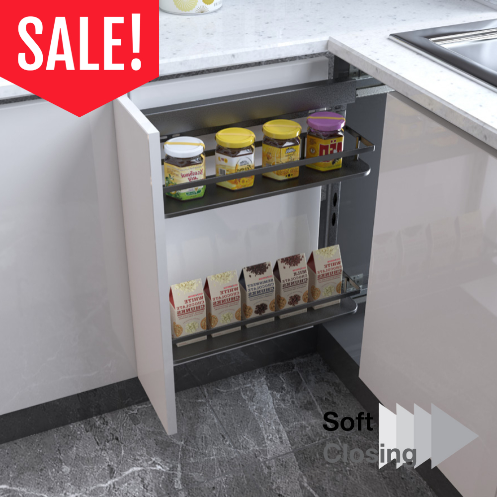 Side Pull Out Basket With Undermount Soft Closing Slide - Dark Grey ...