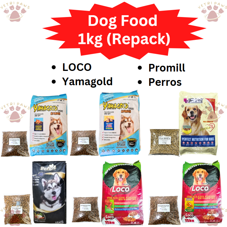 Dog Dry Food Repack 1KG (PROMILL / LOCO / YAMAGOLD / PERROS) 经济狗粮 1kg ...