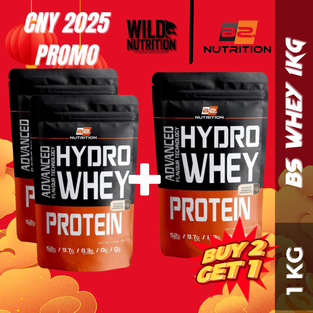 CNY 2025 PROMO BS WHEY 1 KG BUY 2 FREE 1Hydro Whey Protein Bs Nutrition ...