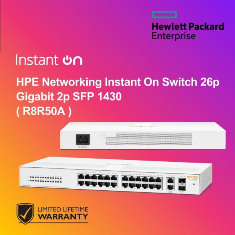 HPE Networking Instant On Switch 26p Gigabit 2p SFP 1430 ( R8R50A ) | Shopee Malaysia