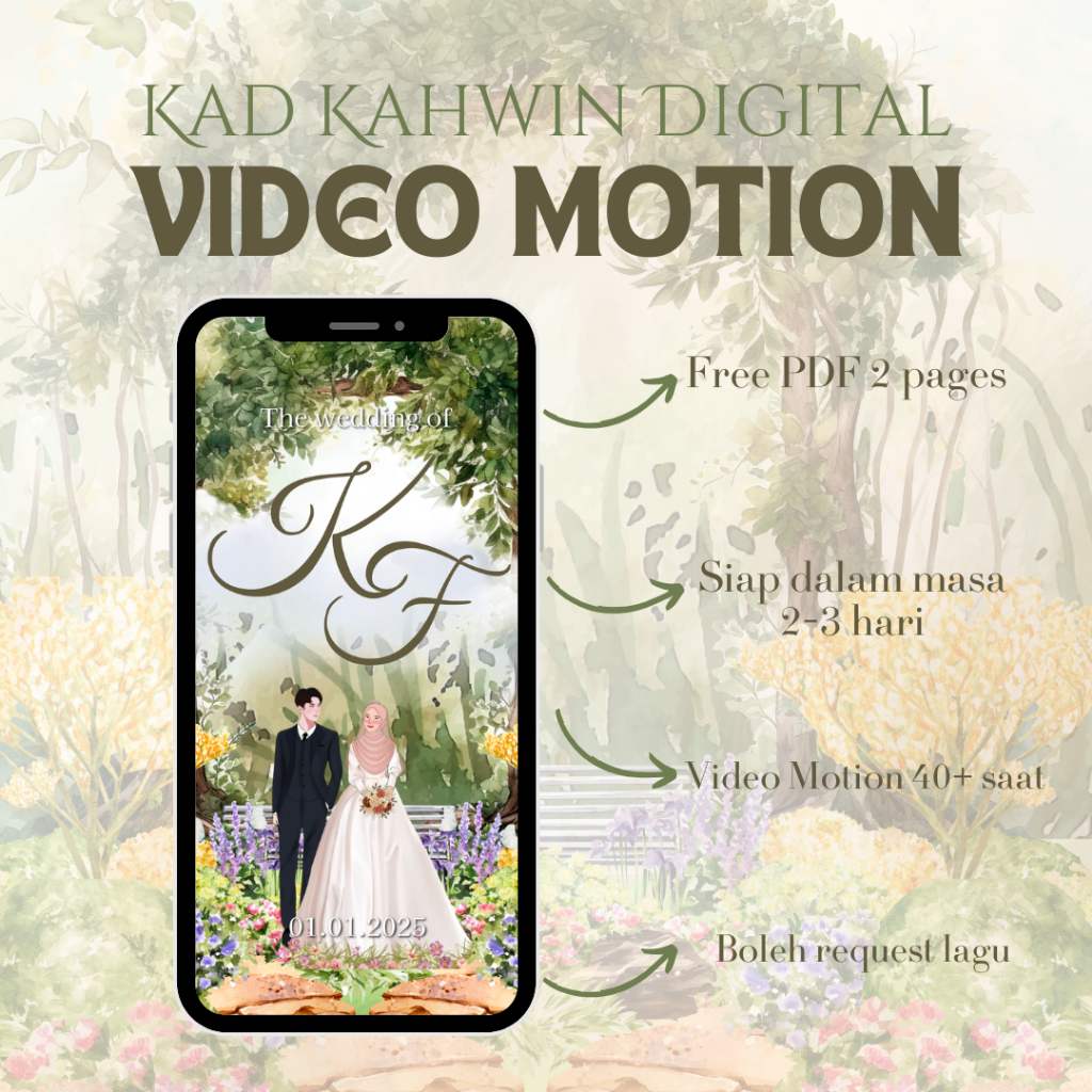 Kad kahwin digital | digital wedding card | tema garden | tunang | nikah | Shopee Malaysia