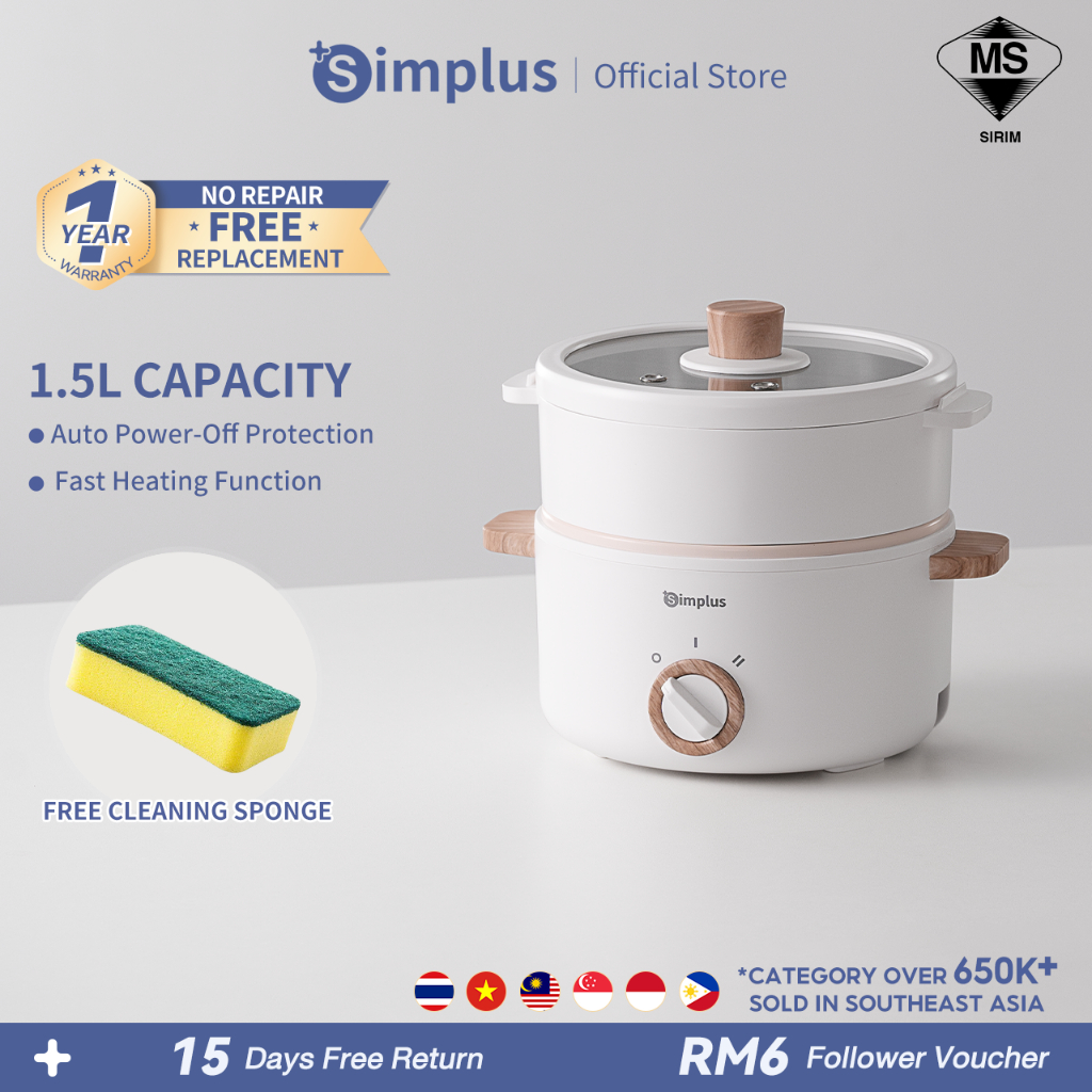 Simplus Multi Electric Cooker WIth Steamer Ceramic Coating Non Stick 1 ...