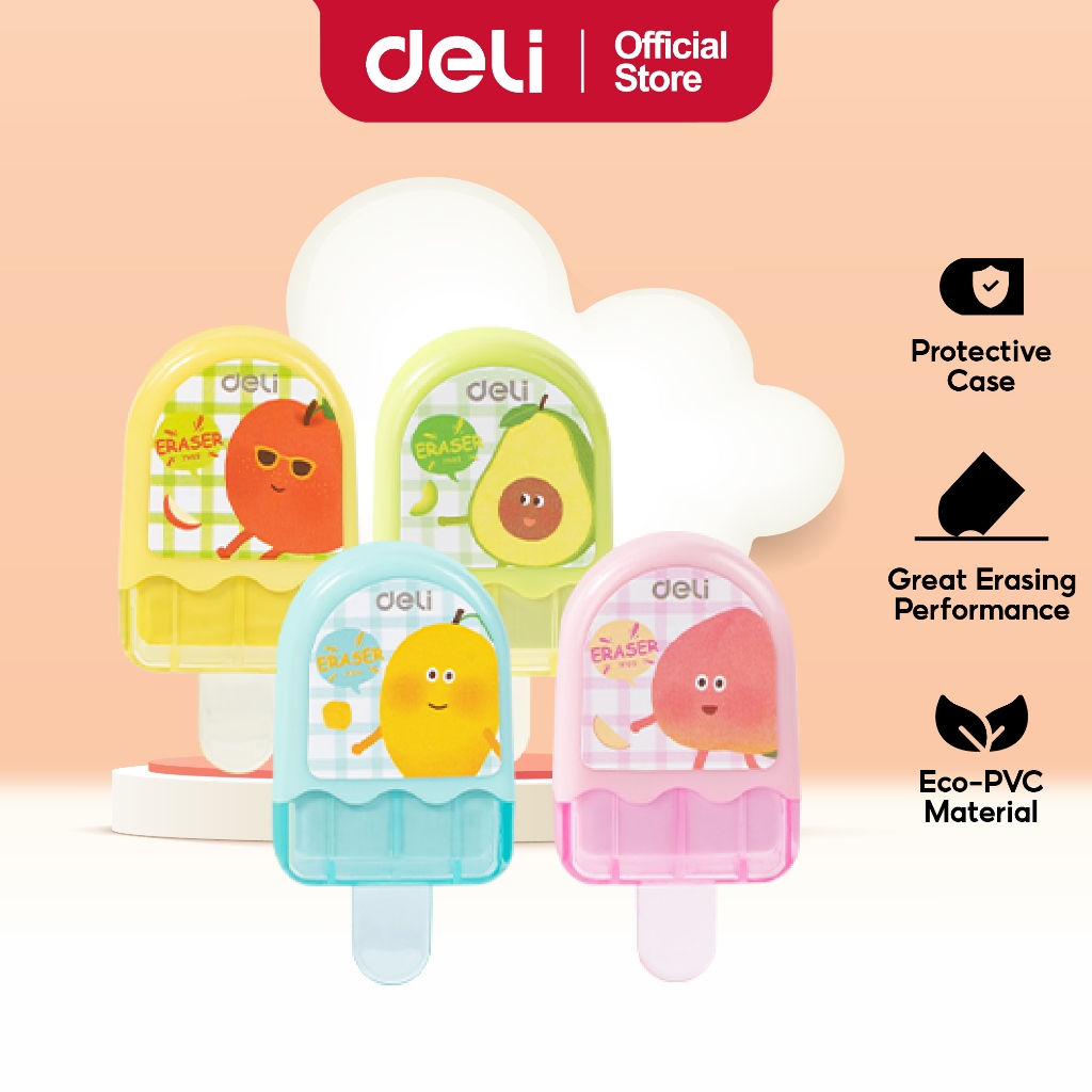Deli Eraser Cute Ice Cream Pencil Eraser School Stationery For Kids ...
