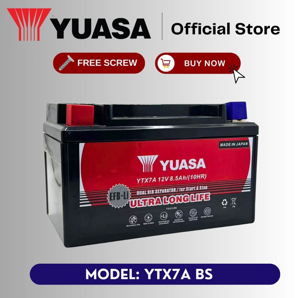 YUASA YTX7A YTX7 BATTERY MOTOR SYM VF3i 185 KARISMA COMEL EVOZ JETZ125 ...