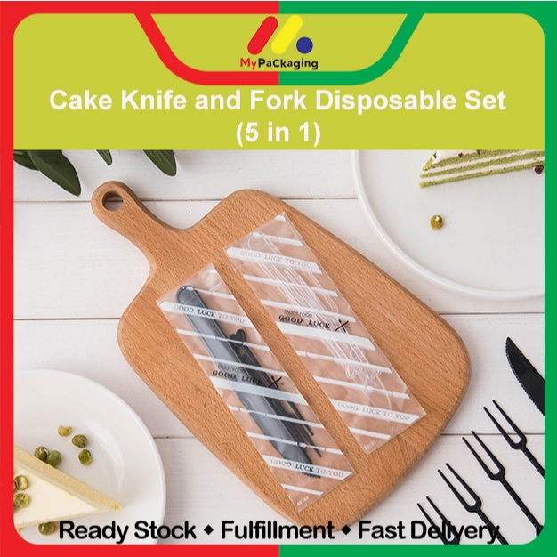Cake Cutlery Disposable 5 in 1 Restaurant Bakery Hotel Cake Serving Set ...