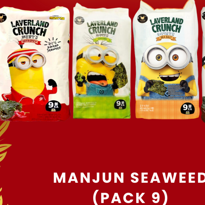 Manjun Laverland Crunch Korean Seaweed Snack Assorted Flavor 4.5g x 9 ...