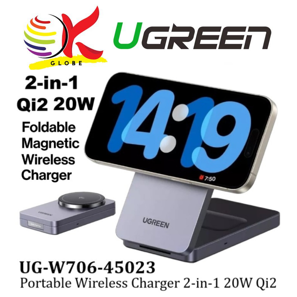 UGREEN W706-45023 FOLDABLE MAGNETIC WIRELESS CHARGER 2-IN-1 QI2 ...