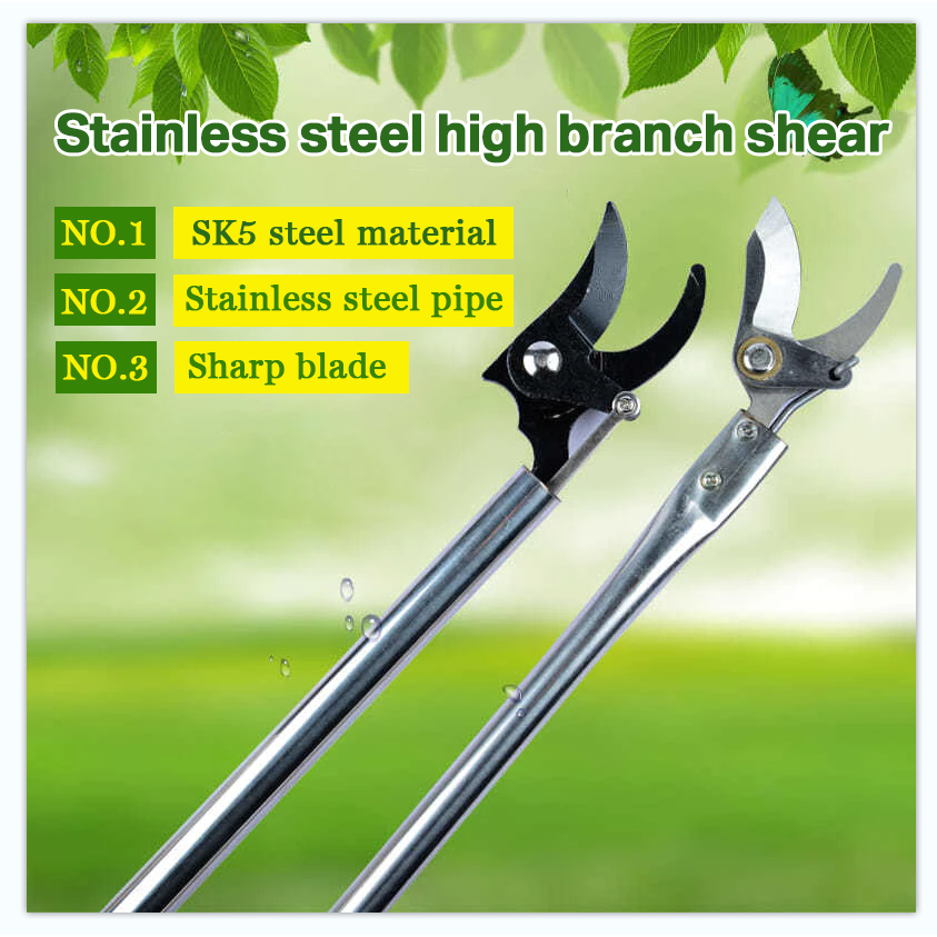 Stainless Steel Extended High Branch Shears, Green Garden Shears ...