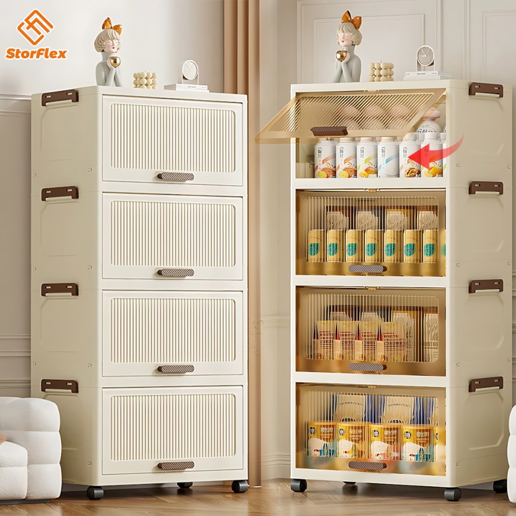 Foldable Drawer Cabinet Storage Box With Wheels Almari Dapur Bertutup ...