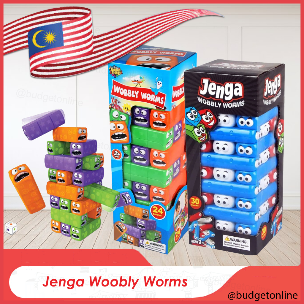 Jenga Wobbly Worms Tower Balancing Game Blocks Game Tower/ Permainan ...