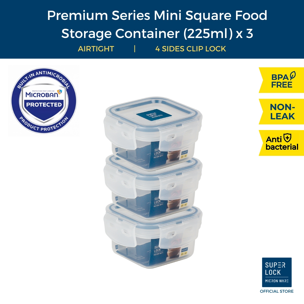 Super Lock Premium Series Food Storage Container (225ml x 3 Pcs ...
